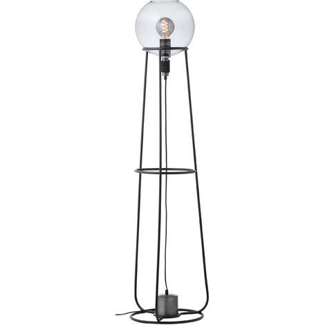 Brilliant Pheme Standleuchte 1flg schwarz/silber, Metall/Glas, 1x A60 ...