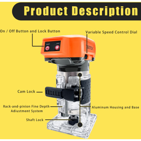 Router bits,Cordless Brushless Router Wood Trimmer Replacement for ...