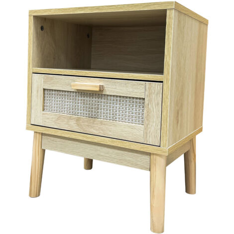 Bedside Table Cabinet Side Table Storage Organizer Drawer Wood Veneer ...