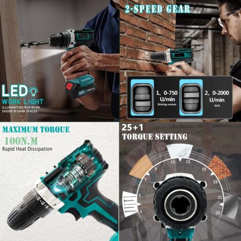 Drills and combi drills,Cordless Drill Screwdriver Driver 25+1,Electric ...