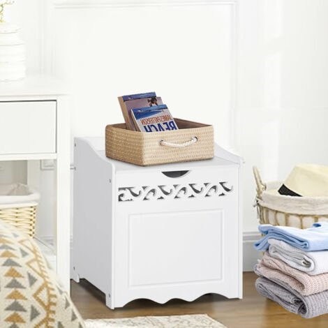 Laundry baskets，White Laundry Box Wooden Bathroom Storage Basket Linen ...