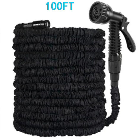 100FT Black Expandable Garden Magic Hose Pipe Spray Gun Flexible Pipe ...
