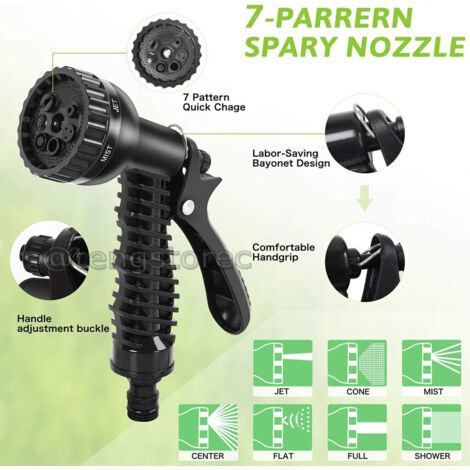 150FT Black Expandable Garden Magic Hose Pipe Spray Gun Flexible Pipe ...