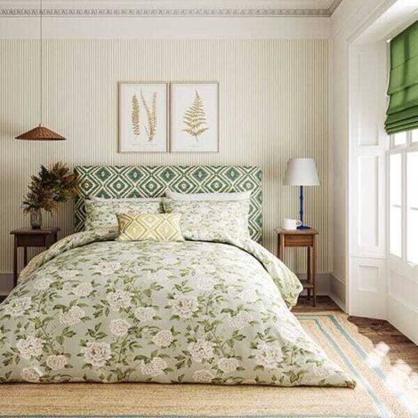 Sanderson Options Summer Peony Duvet Cover Set King Size Light Green