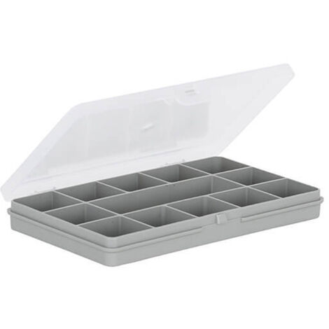 Wham Organiser Box 15.01 17cm with 13 Divisions Soft Grey/Clear