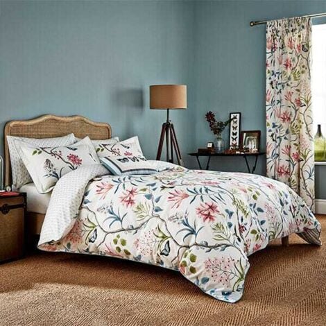 Sanderson Clementine Duvet Cover Set Super King Size Duck Egg