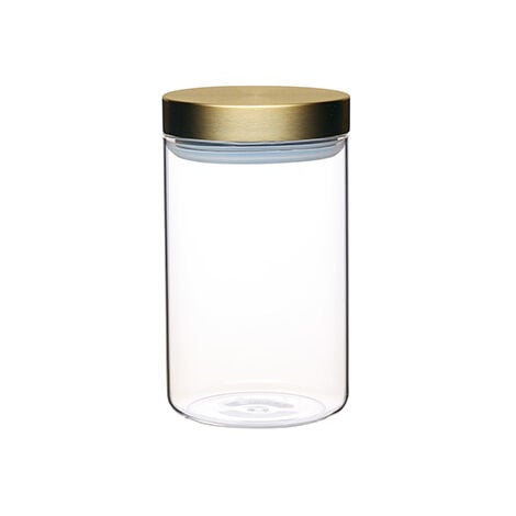 Master Class Medium Glass Canister with Burnished Brass Lid