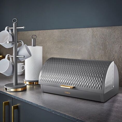 Tower Empire Roll Top Bread Bin Grey