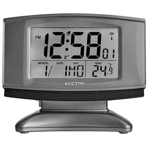 Acctim Cuba Alarm Clock Titanium/Black