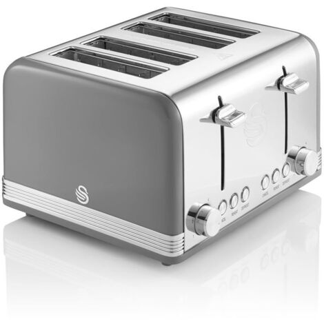 Swan Retro Grey 4 Slice Toaster