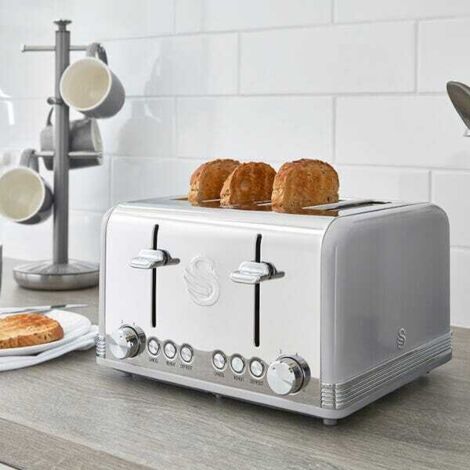 Swan Retro Grey 4 Slice Toaster