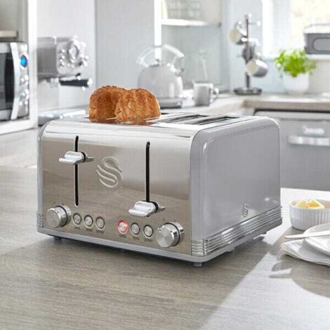 Swan Retro Grey 4 Slice Toaster