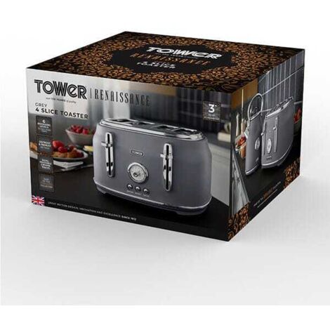 Tower Renaissance 4 Slice Toaster Grey