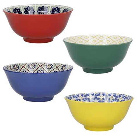 KitchenCraft Set of 4 Ceramic Bowls World Of Flavours Designs
