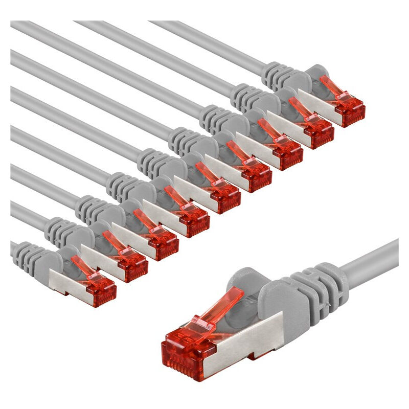 goobay CAT 6 Câble Patch, S/FTP (PiMF), 2 m, gris, Lot de 10 ...