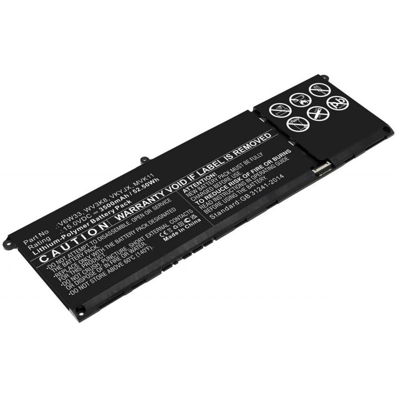 CoreParts Laptop Battery for Dell 52.50 Wh Li-Pol 15V 3500 mAh, V6W33 ...