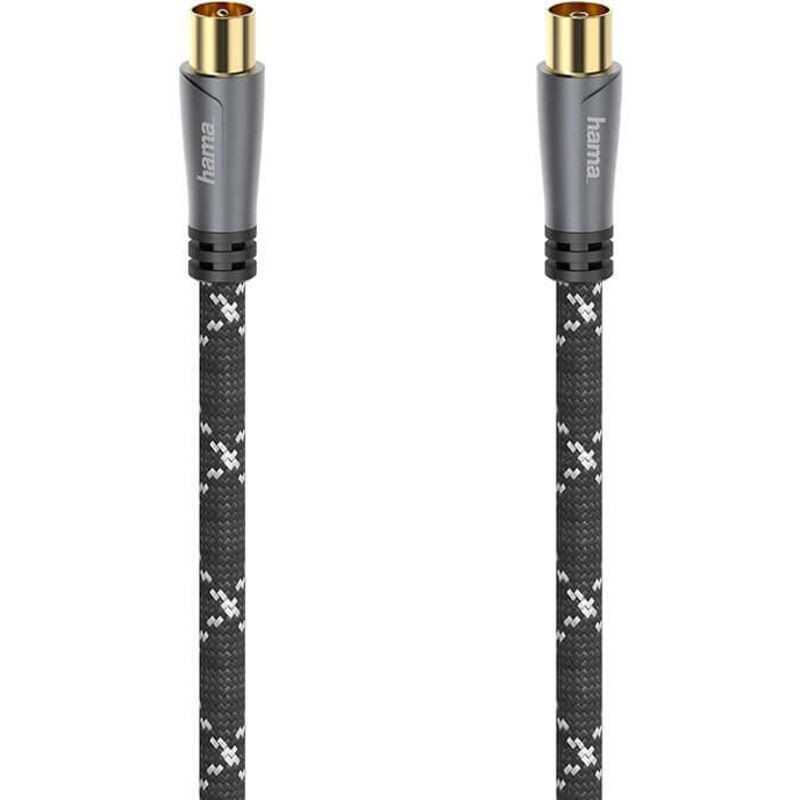 hama Cordon d’antenne, coax. mâle - coax. fem., métal, doré, 10,0 m ...