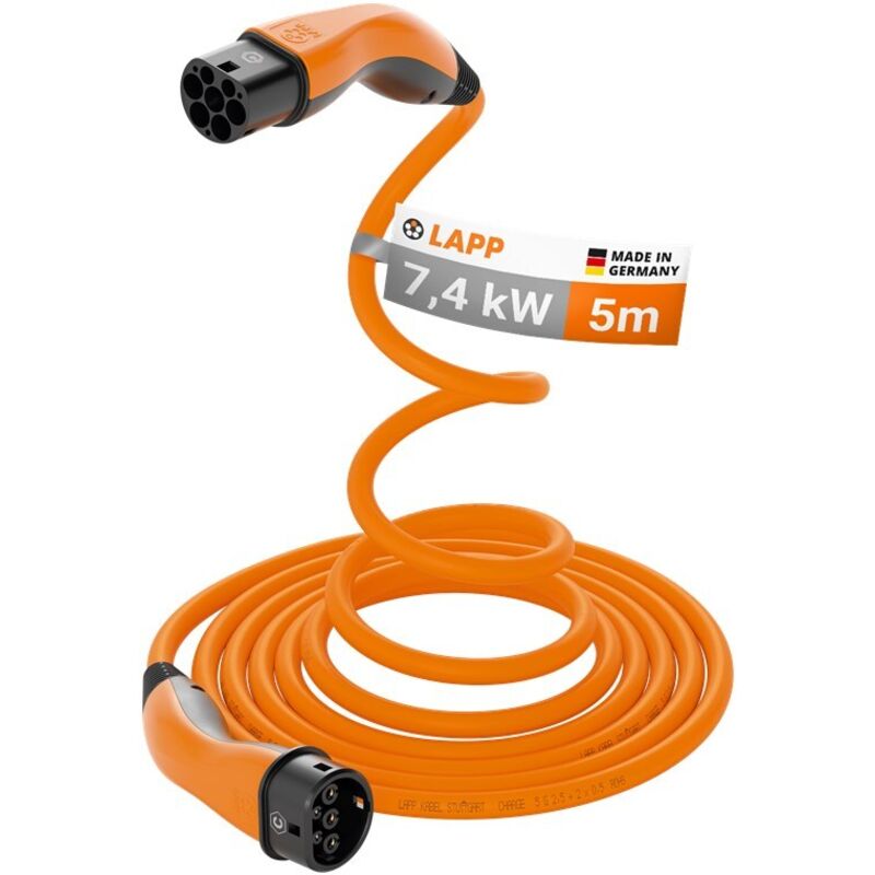 LAPP MOBILITY HELIX® Type 2 Câble de Recharge, jusqu'à 7,4 kW, 5 m ...