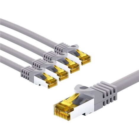 goobay RJ45 Câble Patch, CAT 6A S/FTP (PiMF), 500 MHz, avec CAT 7 Câble Brut, 3 m, gris, Lot de ...