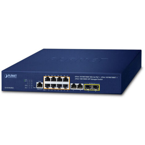 PLANET Technology Planet IPv4/IPv6, 8-Port Managed 802.3at POE+ Gigabit ...