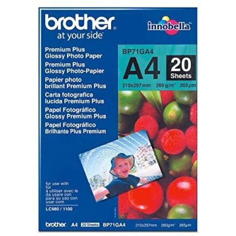 brother Papier Photo Brillant Paper white A4 260 g/m2 20 pcs BP71GA4 ...
