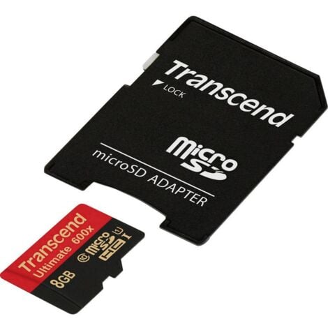 Transcend 8GB microSDHC Class 10 UHS-I (Ultimate) - 8 Go - MicroSDHC - Classe 10 - MLC - Noir ...