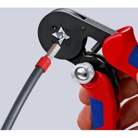 KNIPEX Pince à sertir auto-ajustable pour embouts de câble avec accès latéral, 180 mm (97 53 04 SB)