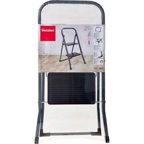 Metaltex Escalera plegable PIRENEO de 2 peldaños, individual, 47 x 53 x ...