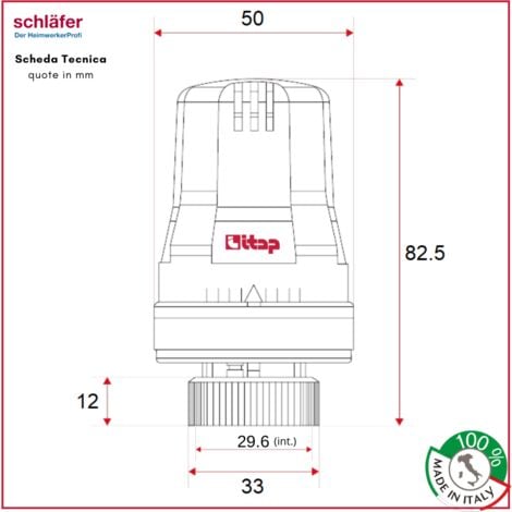 Schläfer 37070100 I Valvola Termostatica per Termosifoni ITAP, Testina ...