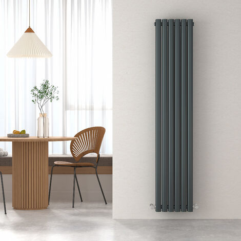 Heilmetz 1800×354mm Anthracite Modern Designer Radiator Vertical Oval ...