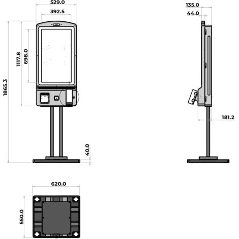 Borne de paiement 32" avec support TPE, avec lecteur QR code et imprimante