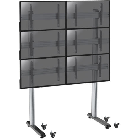 Support sur pieds mur d'images pour 6 écrans TV 45''-55'' - A roulettes