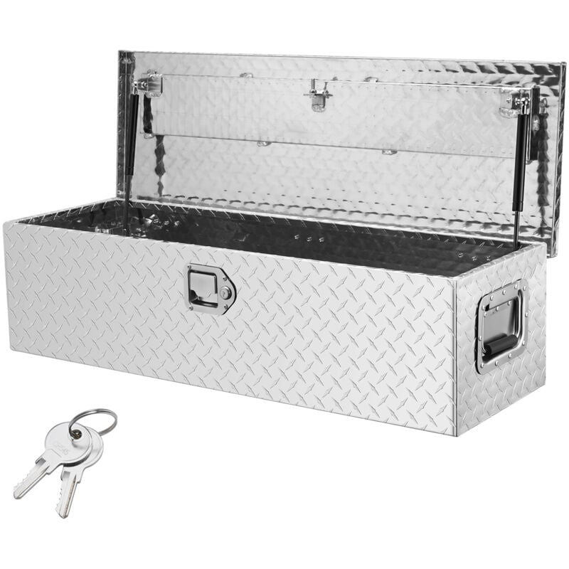 VEVOR Heavy Duty Aluminum Truck Bed Tool Box Diamond Plate Tool Box with Side Handle and Lock Keys Storage Tool Box Chest Box Organizer for Pickup Truck Bed RV Trailer 39 x13 x10