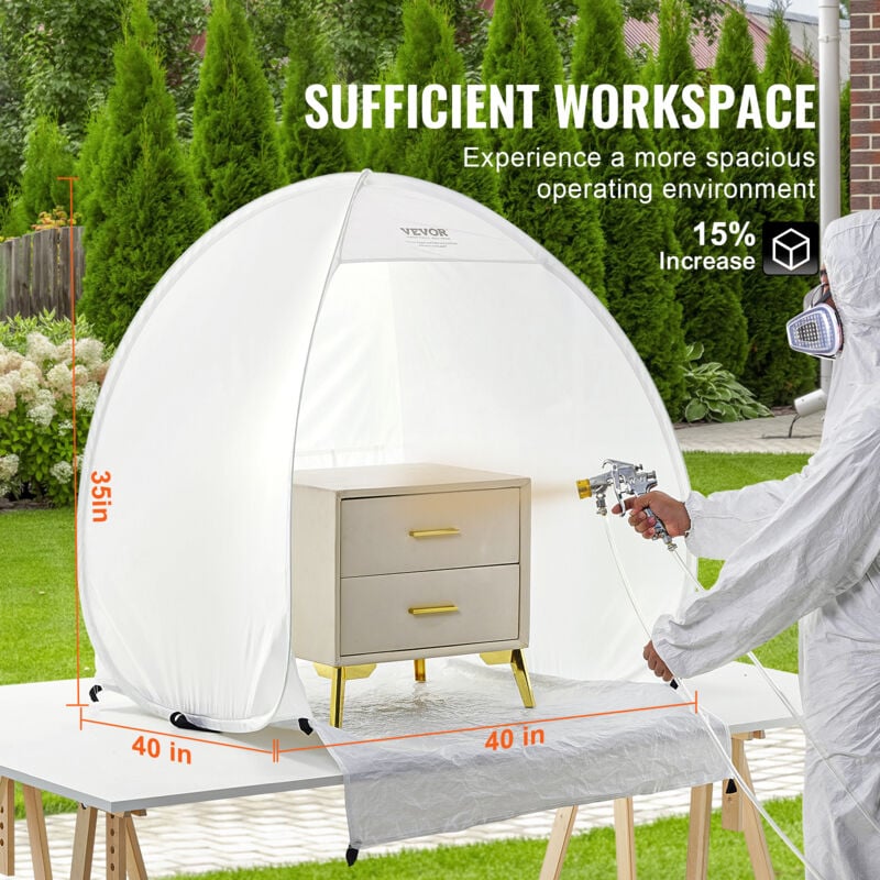 VEVOR Spray Paint Shelter 40 x 35 x 40 in Pop Up Portable Spray Paint Tent with Built In Floor Exhaust Window and Storage Bag Foldable Paint Booth for Furniture DIY Hobby Tool Painting