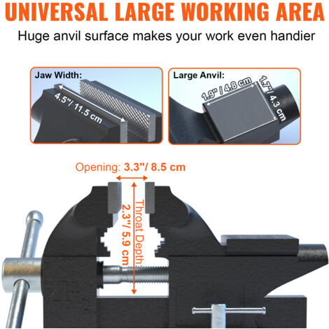 Mophorn Bench Vise, 4.5-inch Jaw Width, 3.3-inch Opening, 240° Swivel ...