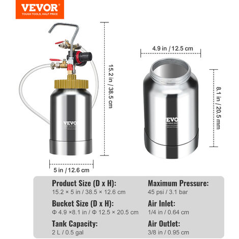VEVOR Spray Paint Pressure Pot Tank, 2L/0.5gal Lightweight Air Paint ...