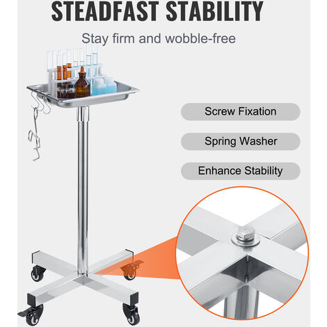 VEVOR Mayo Stand, Stainless Steel Mayo Tray, Load Capacity up to 36 lbs ...