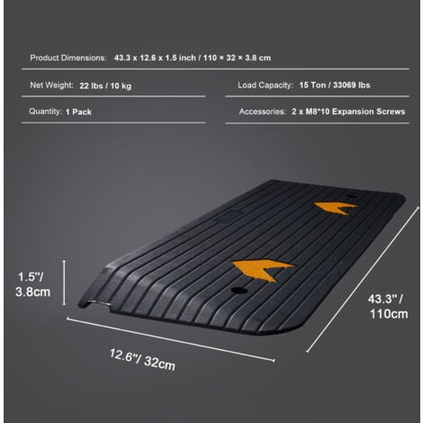 Mophorn Upgraded Rubber Threshold Ramp, 1.5" Rise, Non-Slip Curb Ramp ...