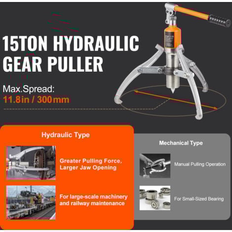 Mophorn 15 Ton Hydraulic Gear Puller 2 or 3 Jaws 12 Jaw Separator Vertical Horizontal Use