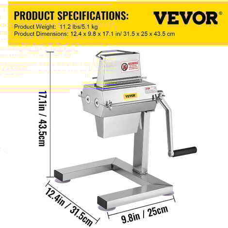VEVOR Meat Tenderizer Machine, 5 in/12.5 cm Cutting Width, Manual Steak ...