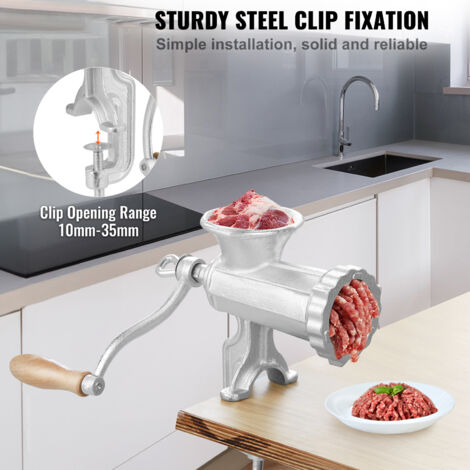 Mophorn Manual Meat Grinder Heavy Duty Cast Iron Hand Mincer with Steel Table Clamp Includes 1 Cutting Blade 2 Plates 3 Sausage Tubes for Beef