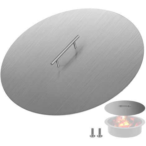 VEVOR Round Stainless Steel Fire Pit Pan Cover Silver 20 Inch Fire Pit ...