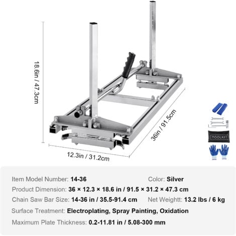 Mophorn Portable Sawmill 14 36 Guide Bar Galvanized Steel Chainsaw Planking 0.2 11.81 Thickness Wood Lumber Cross Cutting Saw Mill for