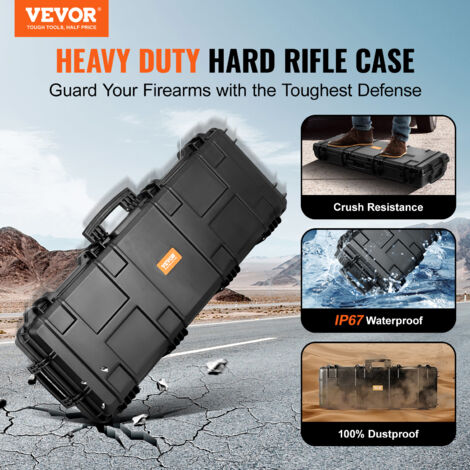 VEVOR Rifle Case Rifle Hard Case with 3 Layers Fully protective Foams 42 inch lockable Hard