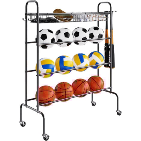 VEVOR Basketball Rack, 4-Layers Rolling Basketball Shooting Training ...