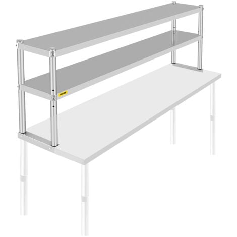 VEVOR Double Overshelf, Double Tier Stainless Steel Overshelf, 72 in ...