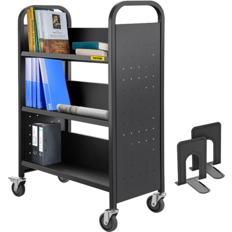 VEVOR Book Cart, 200LBS Library Cart, 30x14x45 Inch Rolling Book Cart ...