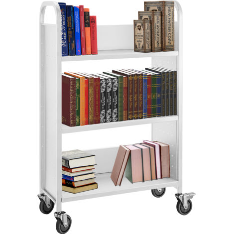 VEVOR Book Cart, 200lbs Library Cart, 30x14x49 Inch Rolling Book Cart ...