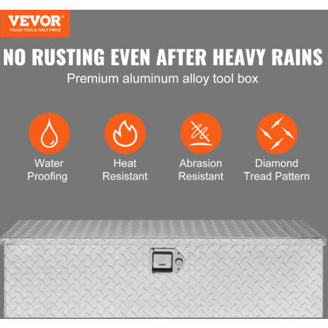 VEVOR Heavy Duty Aluminum Truck Bed Tool Box Diamond Plate Tool Box with Side Handle and