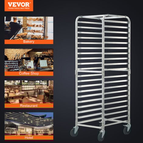 VEVOR Bun Pan Rack, 20-Tier Commercial Bakery Racks with Brake Wheels ...